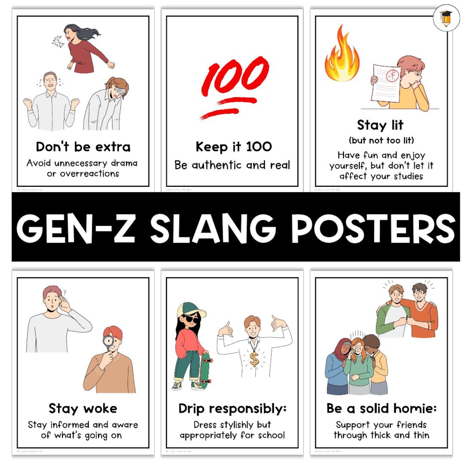 20 Gen-z Slang Classroom Posters | Posters for Teens | High School ...