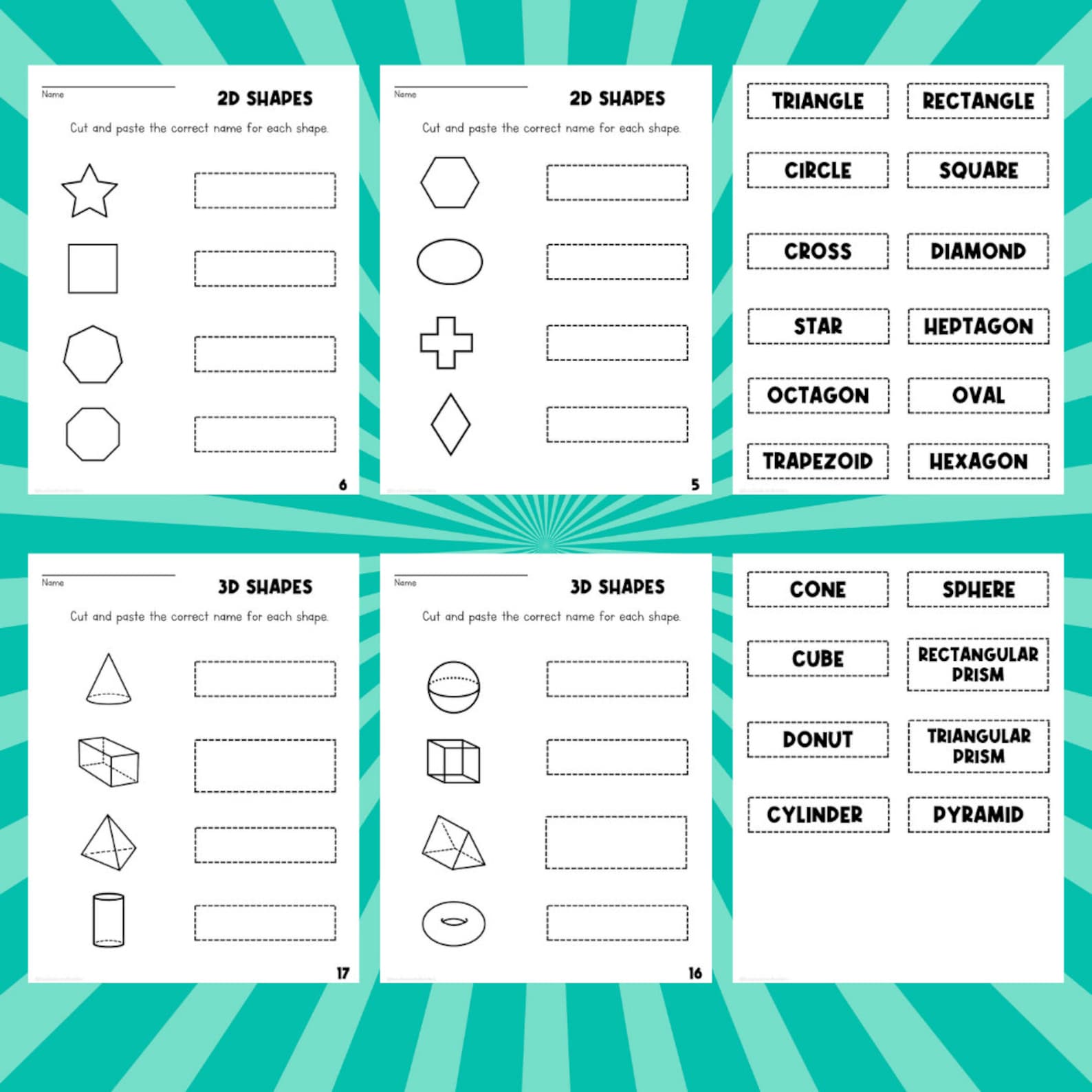 28 SHAPES WORKSHEETS 2D Shapes 3D Shapes Math Worksheets - Etsy