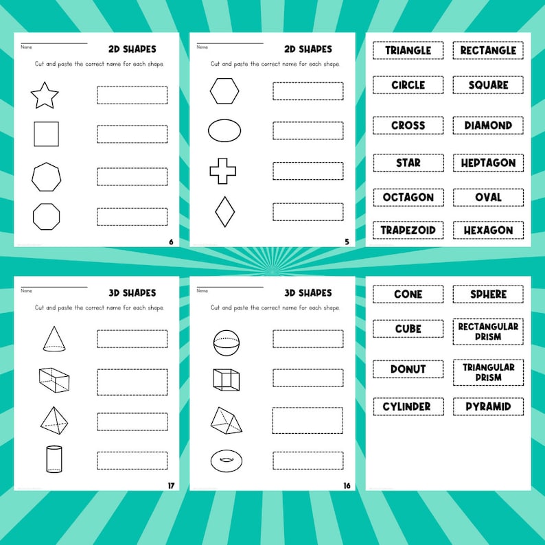 28 SHAPES WORKSHEETS 2D Shapes 3D Shapes Math Worksheets - Etsy UK