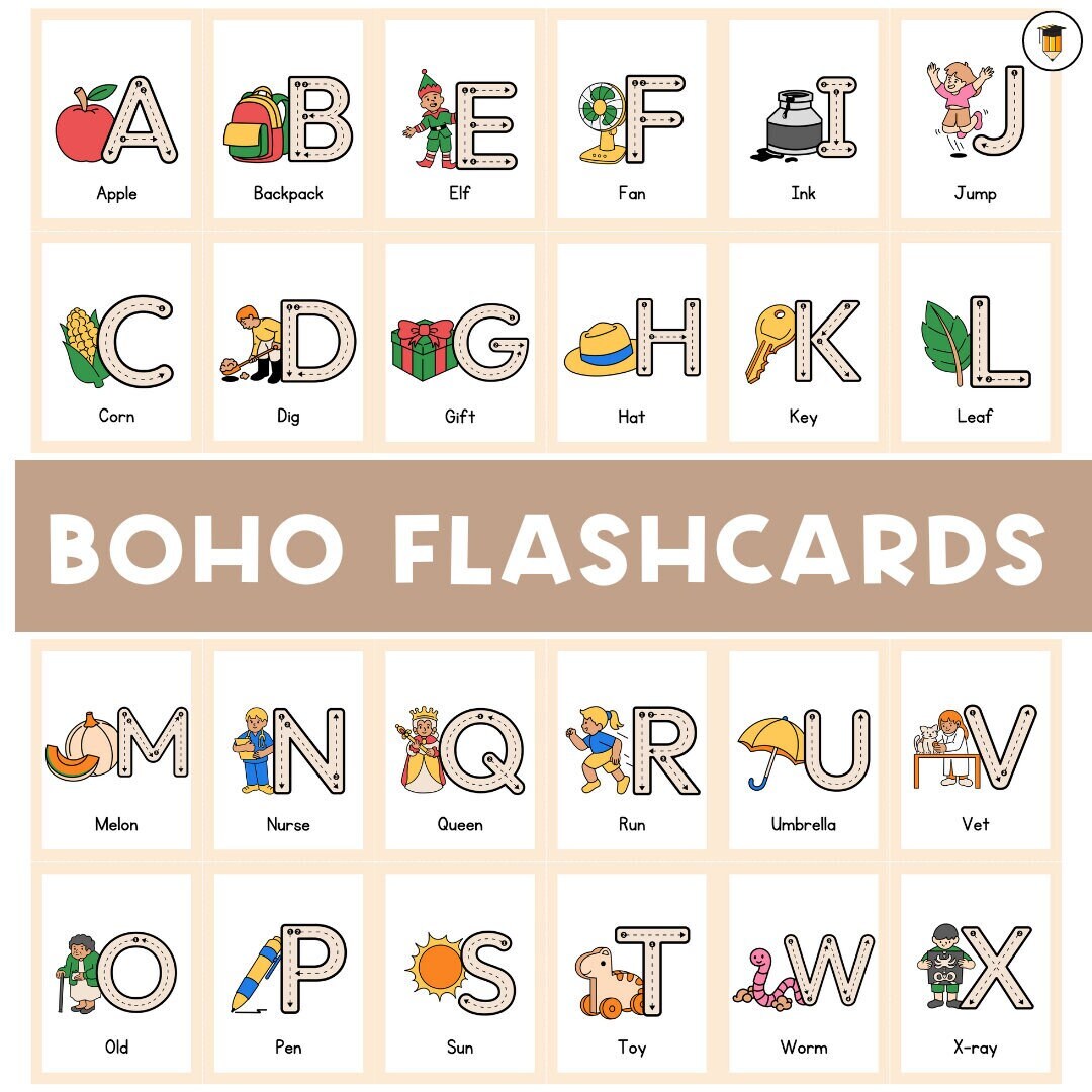 Boho Alphabet Flashcards | Alphabet Posters | Classroom Decor | ABC ...