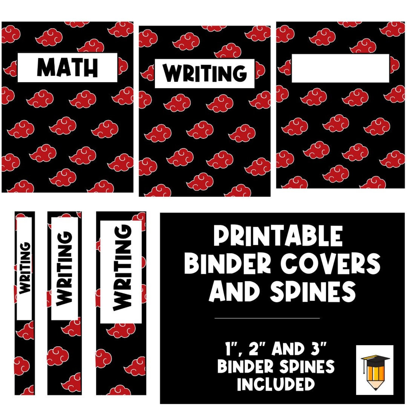 ANIME Binder Cover and Spine | Binder Cover for Kids | Back to School ...