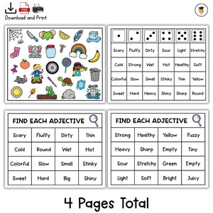 ADJECTIVES | Roll and Cover | Dice Activity | Parts of Speech ...