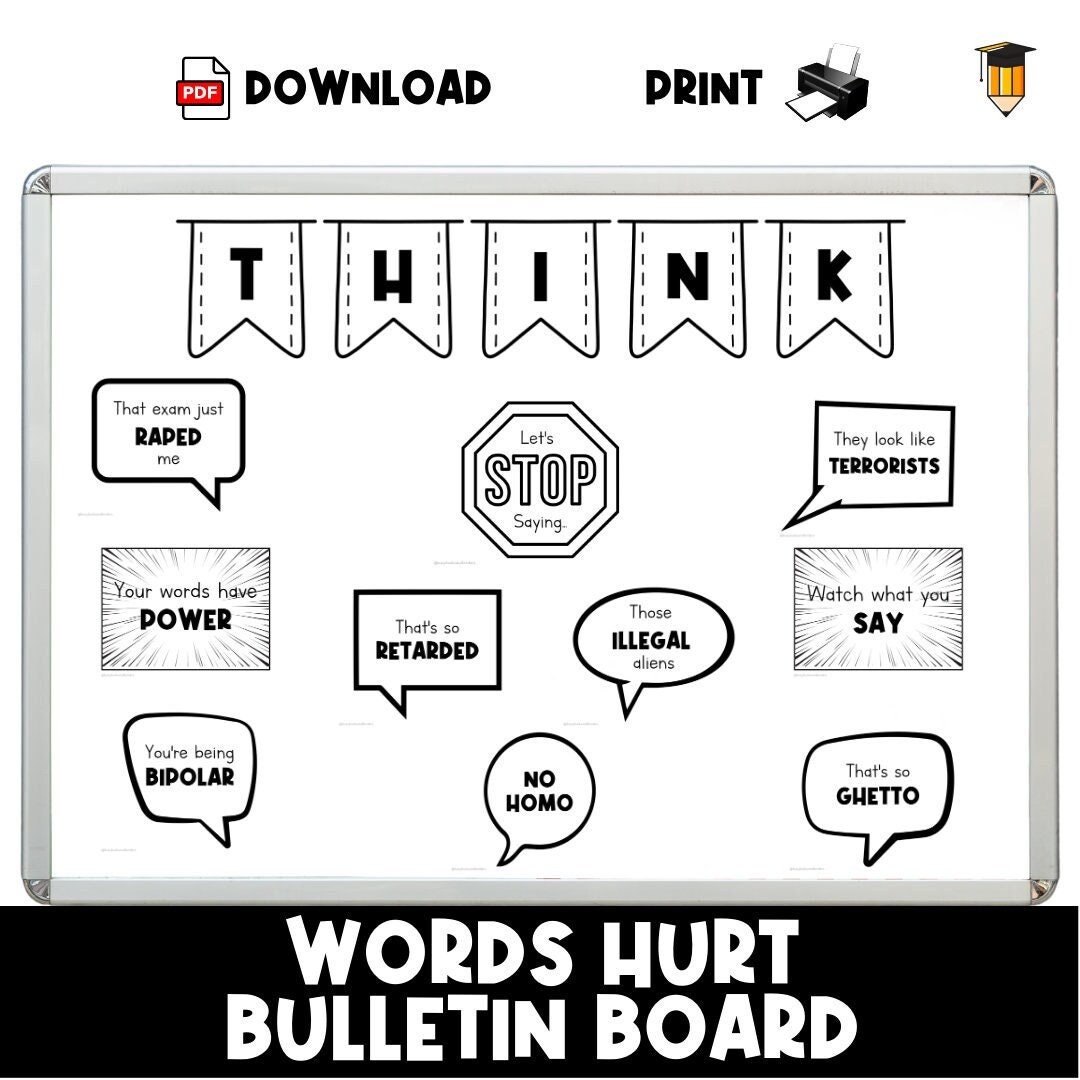 WORDS HURT BULLETIN | Bulletin Board | School Poster | Adolescent ...