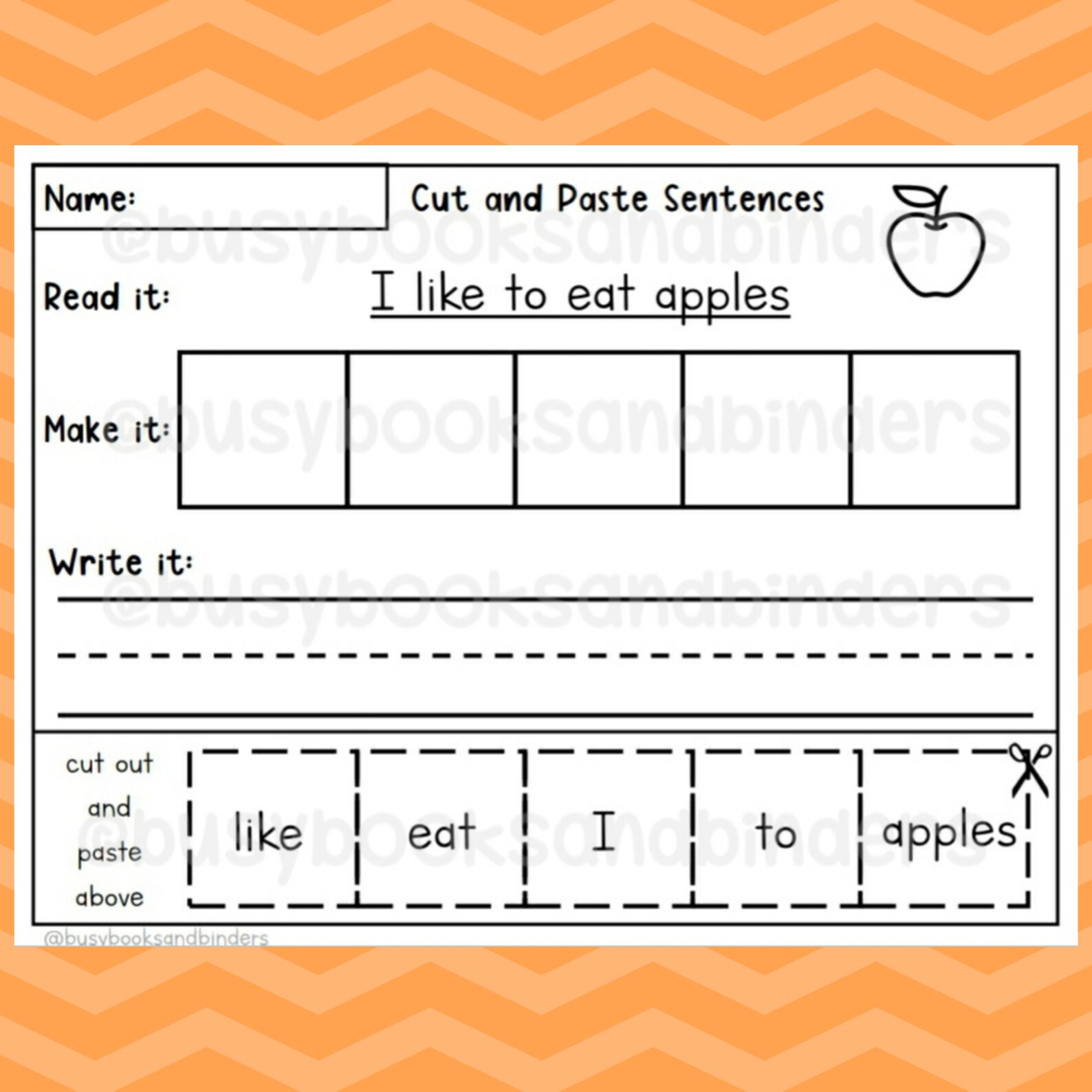 Kindergarten Cut and Paste Worksheet Bundle ONE Reading - Etsy