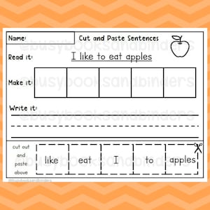 Kindergarten Cut and Paste Worksheet Bundle ONE | Reading Writing ...