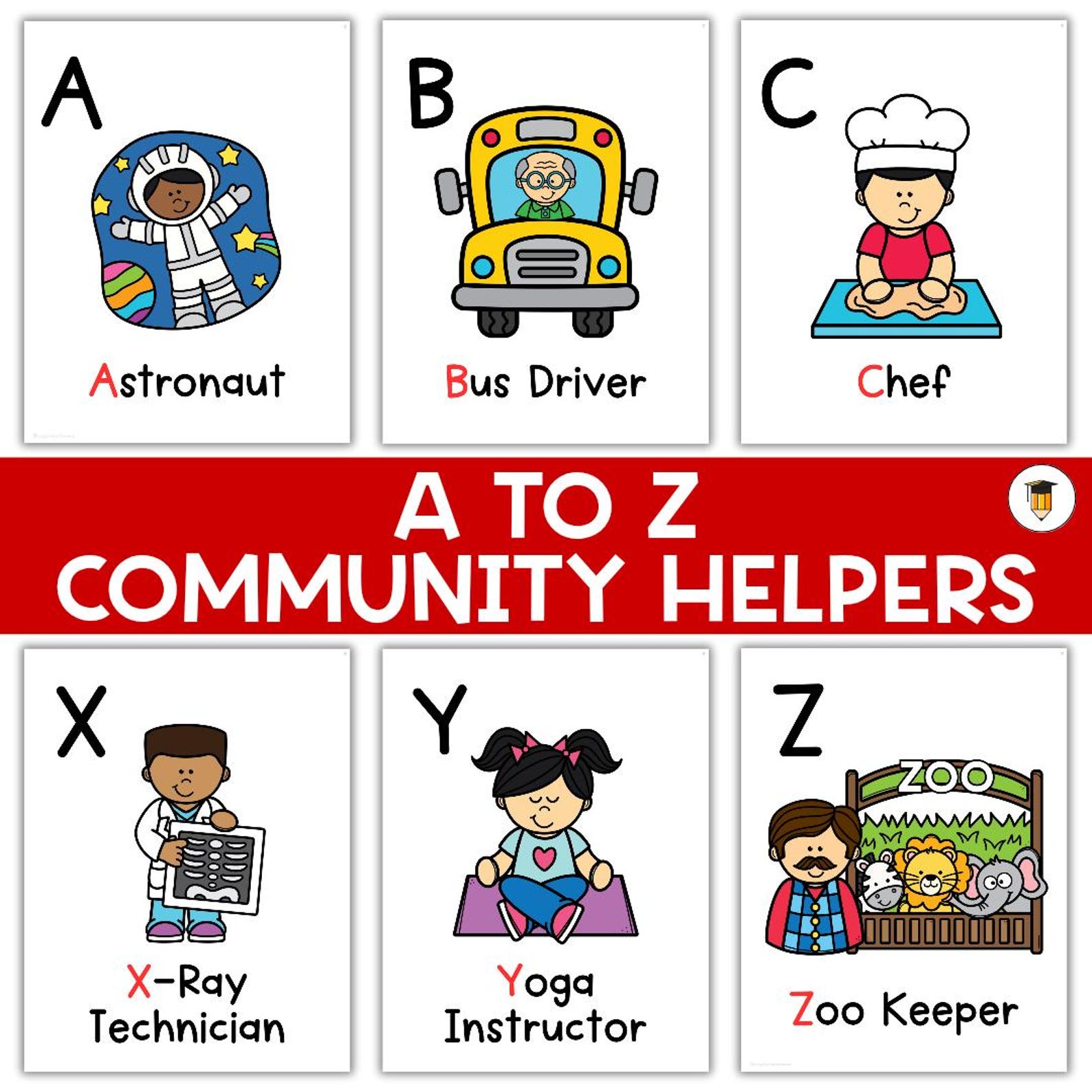 A to Z Community Helpers | Alphabet Posters | ABC Posters | Classroom ...