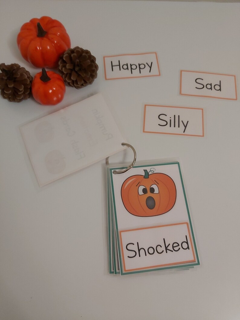 Pumpkin Emotions Flash Cards Flashcards for Kids - Etsy