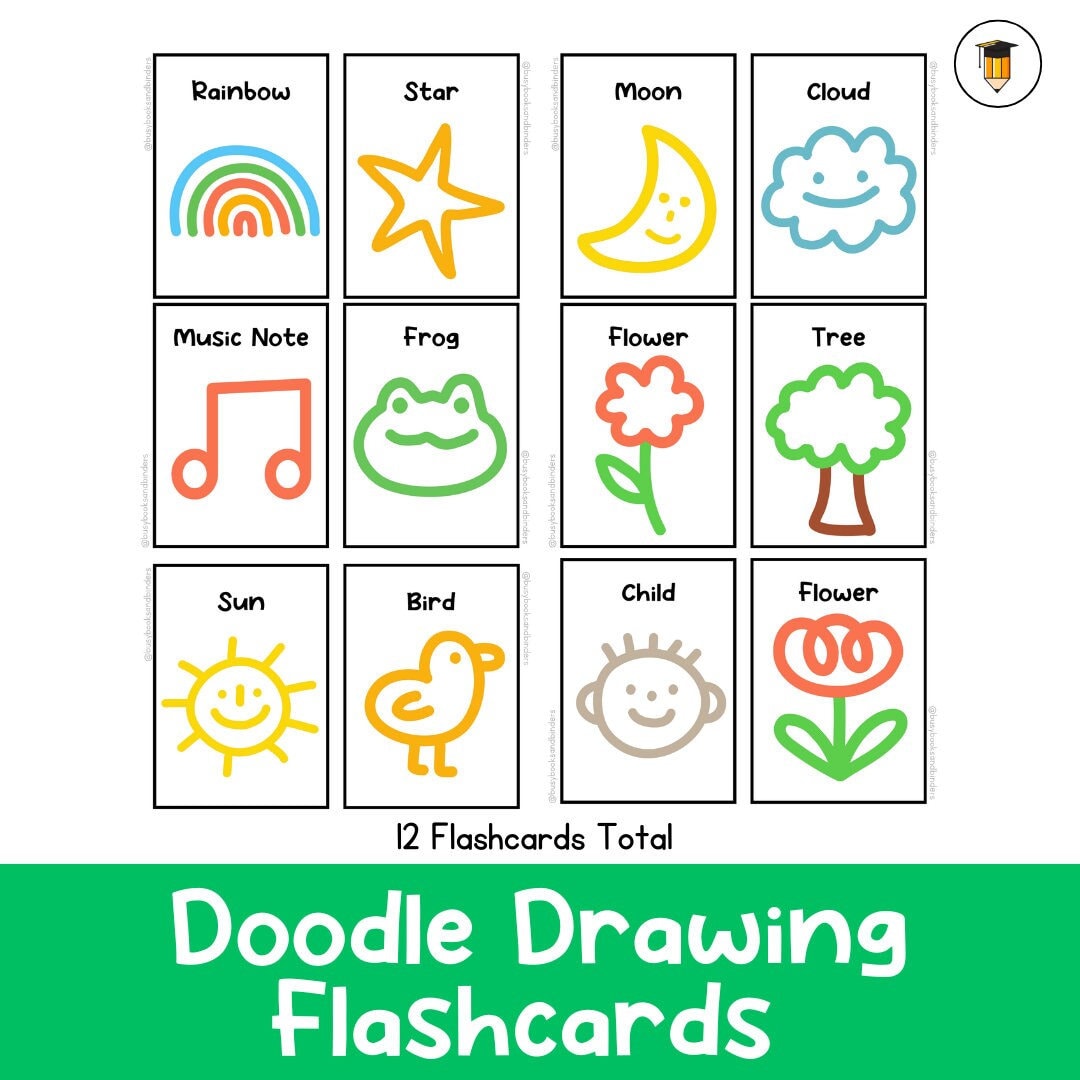 Doodle Drawing Flashcards | Drawing Activities for Kids | Kindergarten ...