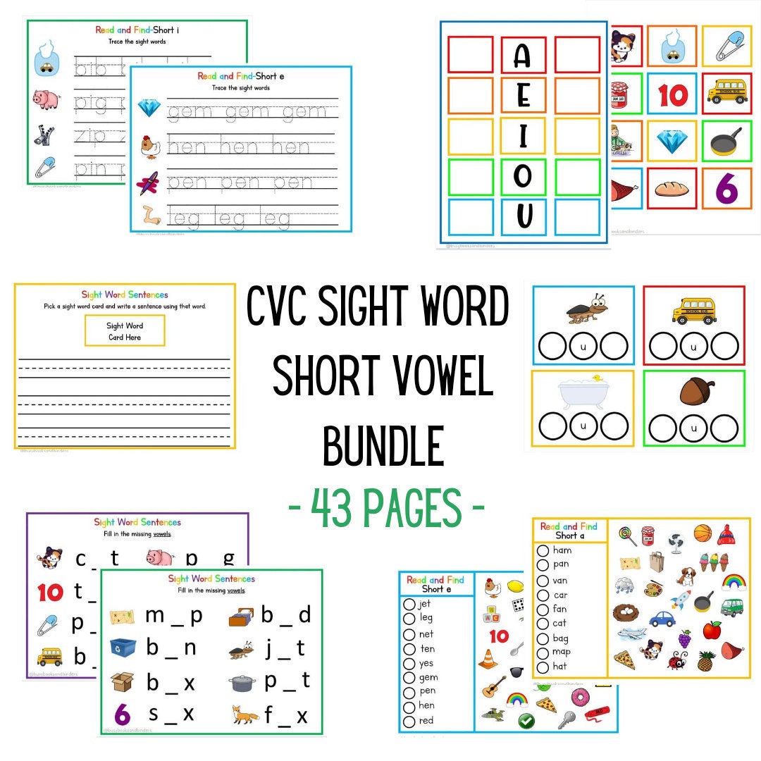 CVC Sight Word Bundle | CVC Sight Words | Literacy Centers | Busy Book ...