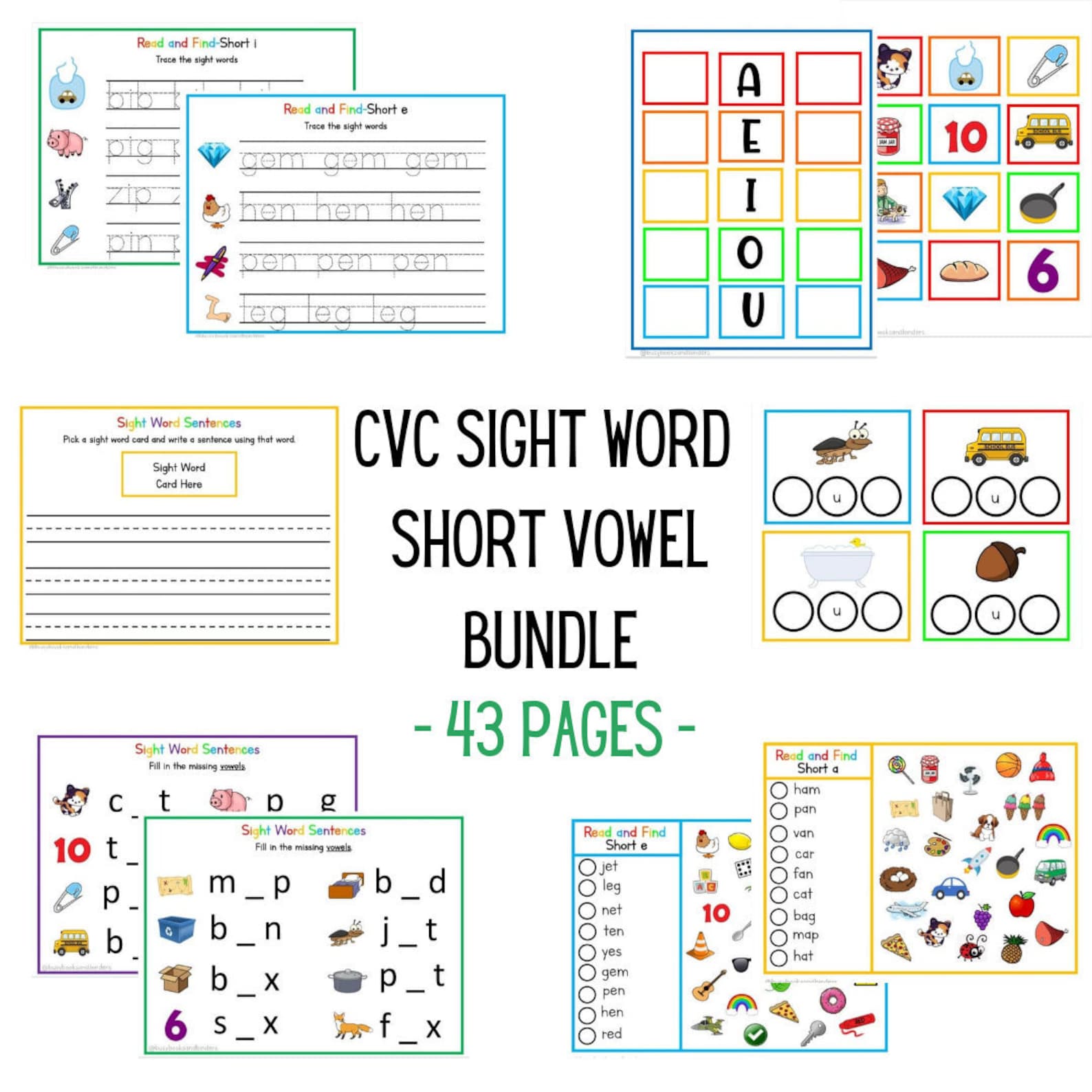 CVC Sight Word Bundle CVC Sight Words Literacy Centers - Etsy