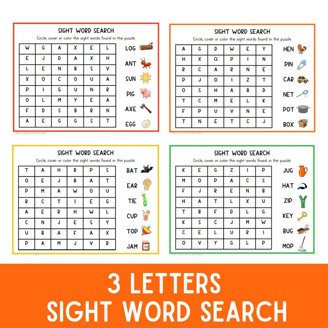 Sight Word Practice | Word Search | CVC Sight Words | Literacy Centers ...