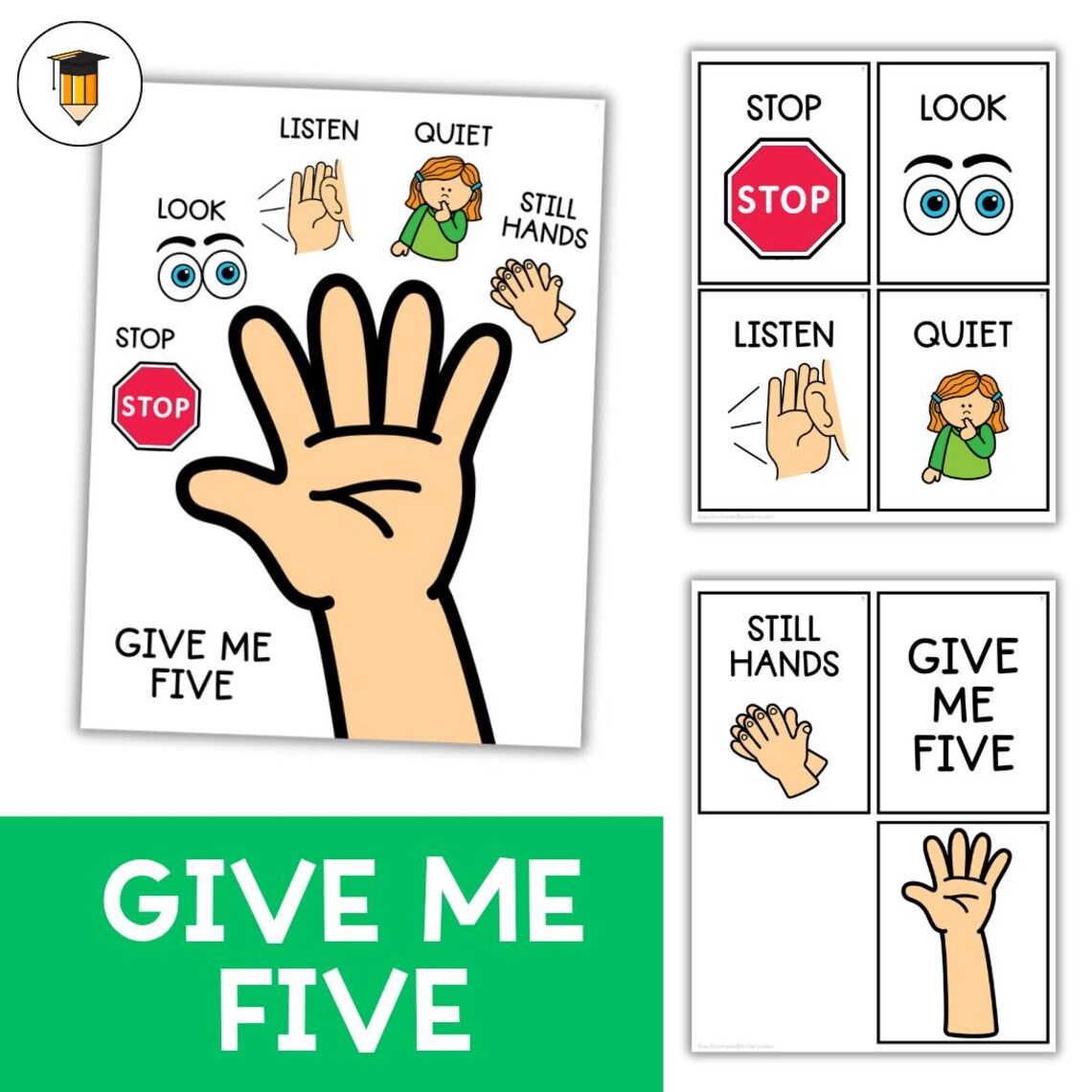 GIVE ME FIVE | Whole Body Listening | Classroom Poster | Daycare Poster ...
