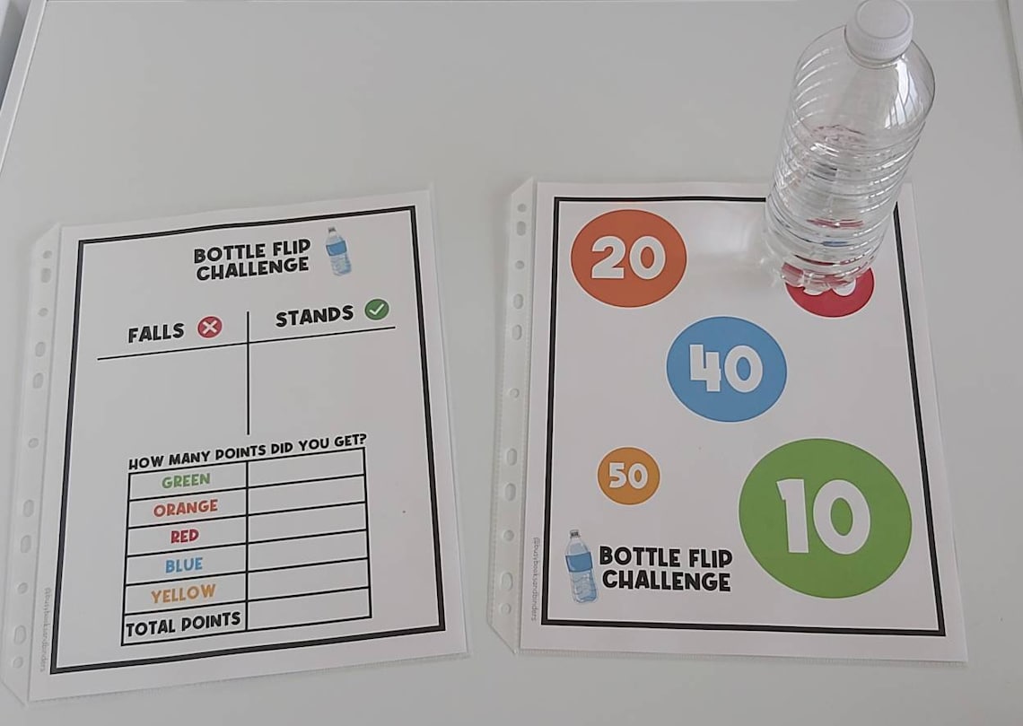 Water Bottle Flip Challenge | Paper Games | Printable Activities ...