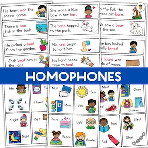Homophones Flashcards | Vocabulary | Parts of Speech | Positional Words ...
