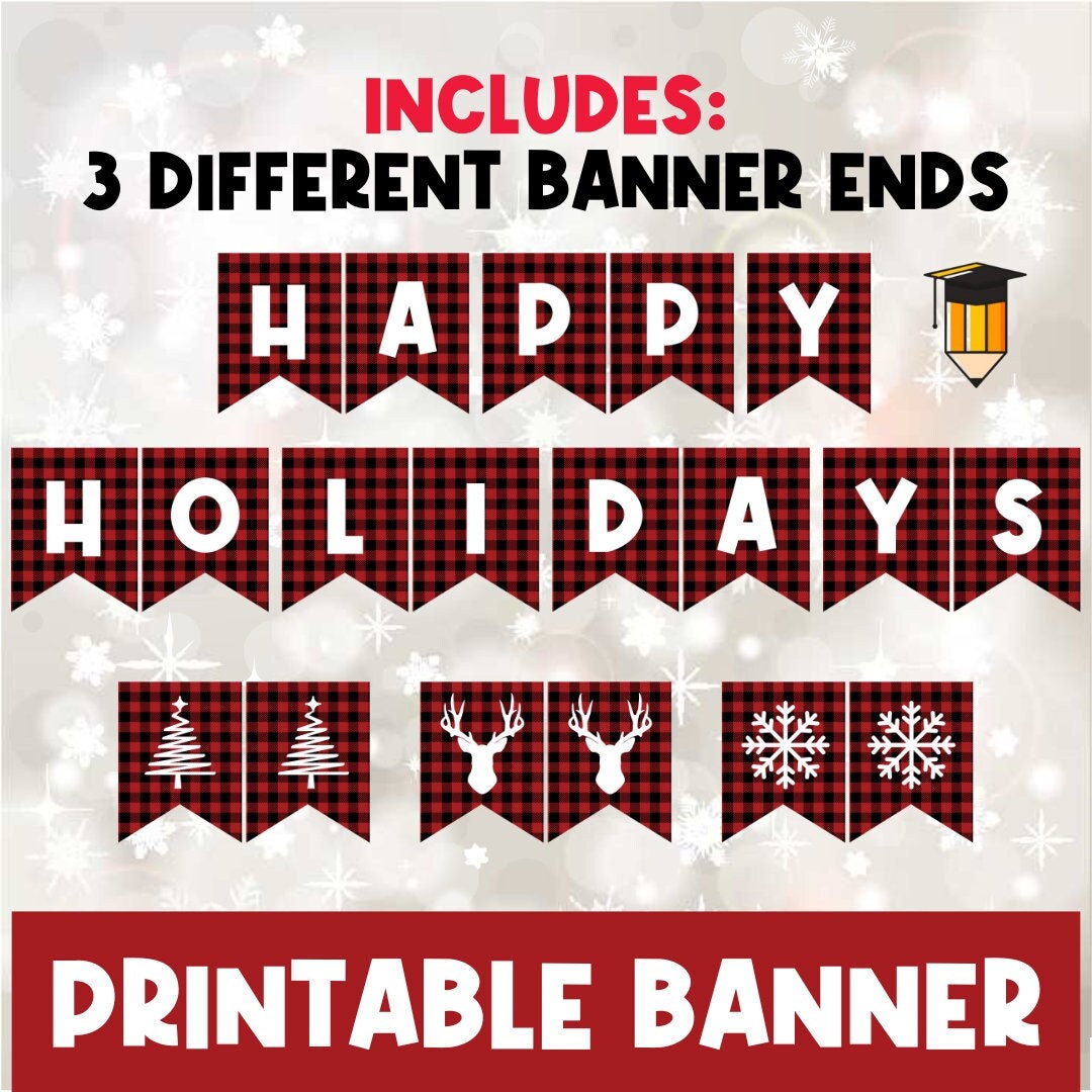 PRINTABLE BANNER Happy Holidays Christmas Decor - Etsy