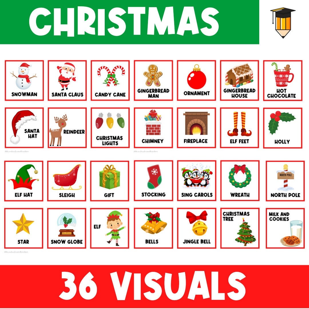 36 Christmas Picture Cards | Events and Places | First Then Visual Aid ...