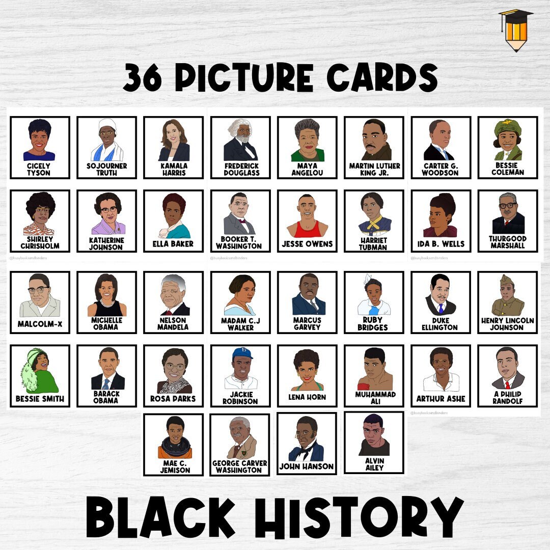 36 BLACK HISTORY Picture Cards | Bulletin Board Display | Black History ...