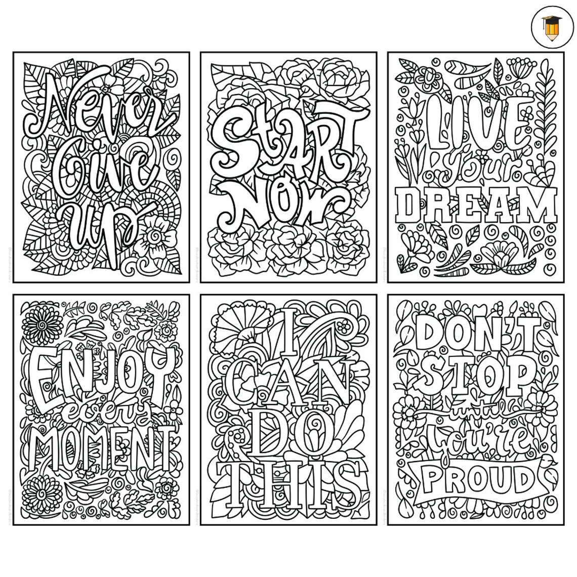Motivational Coloring Pages | Adult Coloring Book | Positive | Daily ...