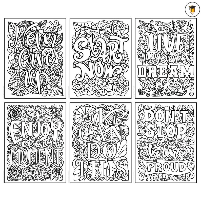 Motivational Coloring Pages | Adult Coloring Book | Positive | Daily ...