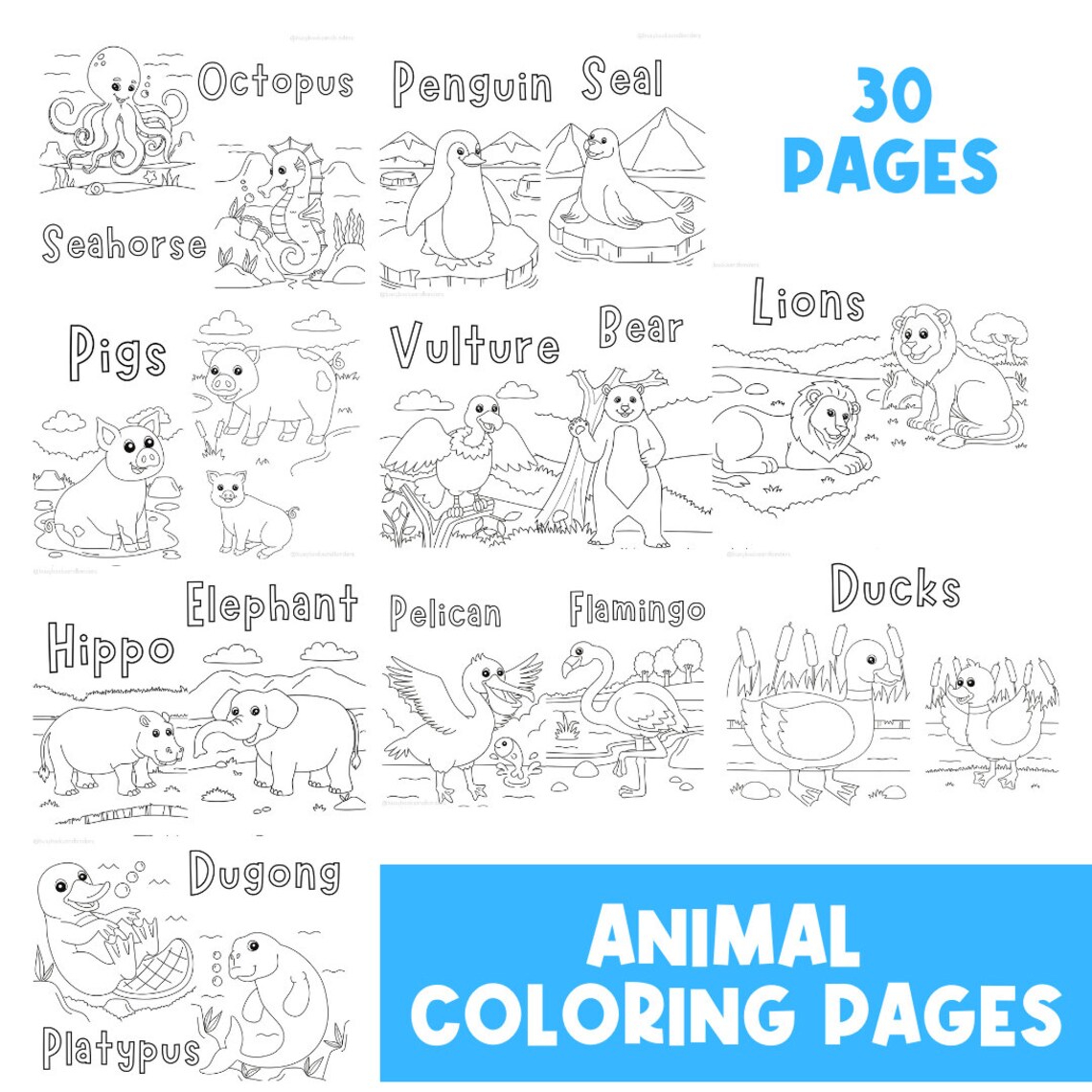 ANIMAL COLORING PAGES | Writing Worksheet | Coloring Activities | Sea ...