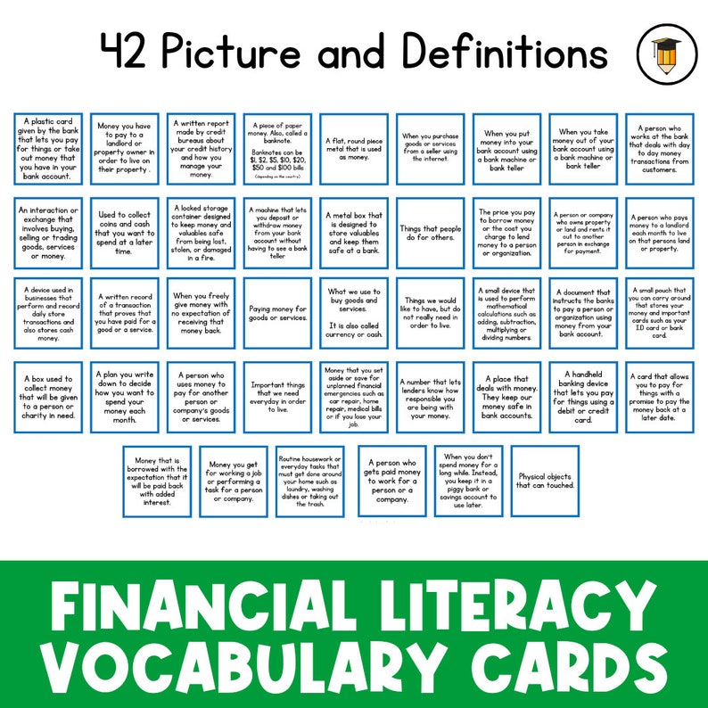 VOCABULARY: Financial Literacy for Kids | Money | Infographic | Learn ...
