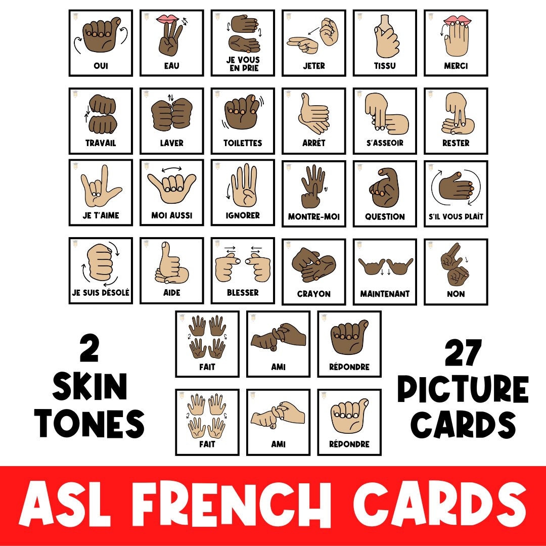 FRENCH ASL | Picture Cards | Hand Signs | Sign Language Flashcards ...