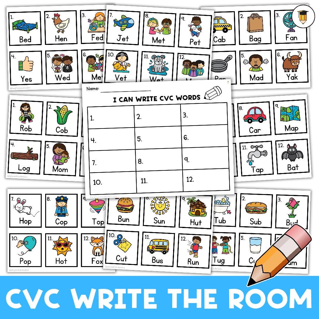 CVC Write the Room | Kindergarten Reading and Writing | CVC Sight Words ...