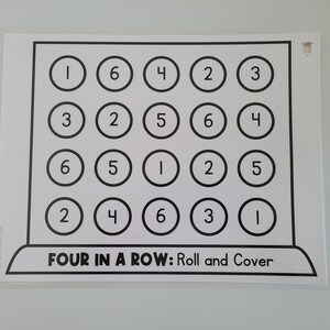 4 IN A ROW | Roll a Number | Dice Game | Preschool | Kindergarten ...