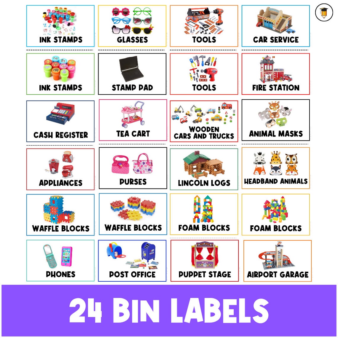 175 REAL PICTURES BUNDLE: School Supplies and Bin Labels | Bin Label ...