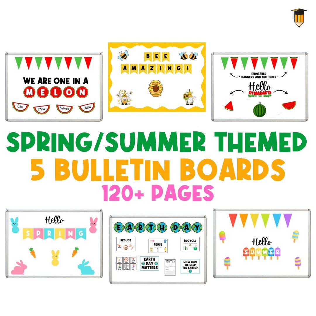 SPRING SUMMER Bulletin Board | Spring Theme | Wall Decor | Display ...