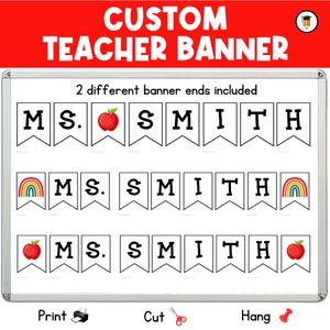 PRINTABLE Custom Teacher Name Banner | Printable Banner | Teacher ...