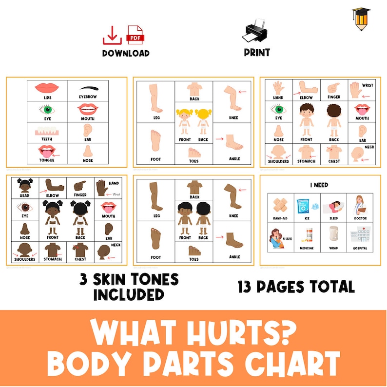 WHAT HURTS BUNDLE Child Pain Chart Visual Aid Non Verbal - Etsy
