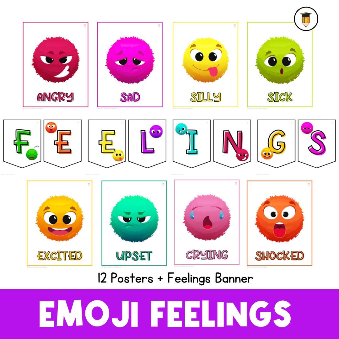 12 Emoji Feelings Posters and Banners | Emotions | Picture Cards ...