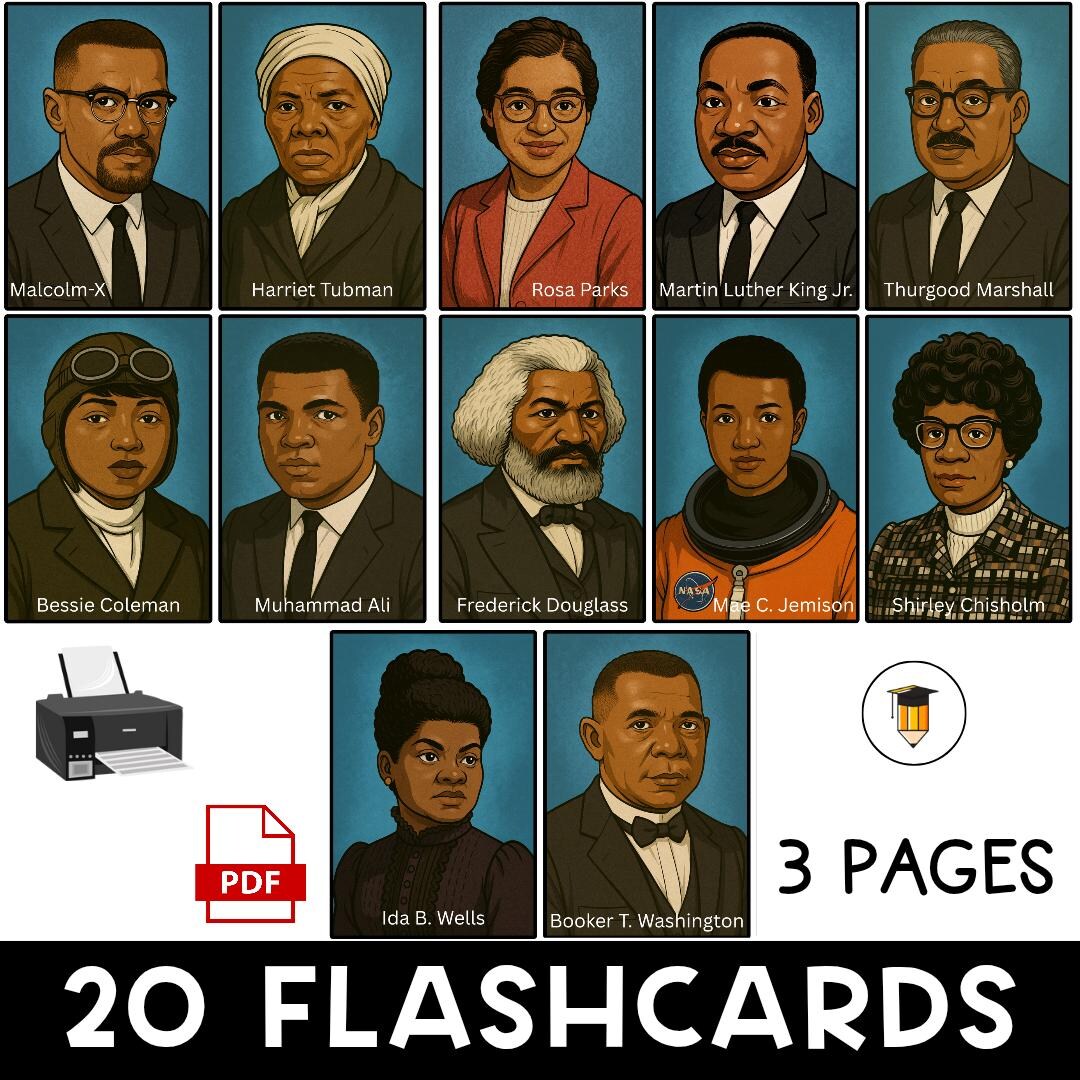 12 Black History Flashcards | Bulletin Board Display | Black History ...