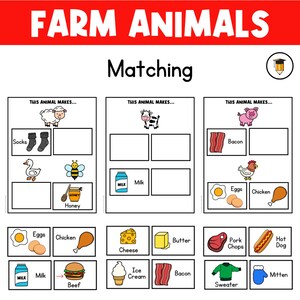 FARM ANIMALS | Preschool Animal Puzzle | Coloring Pages | Matching ...