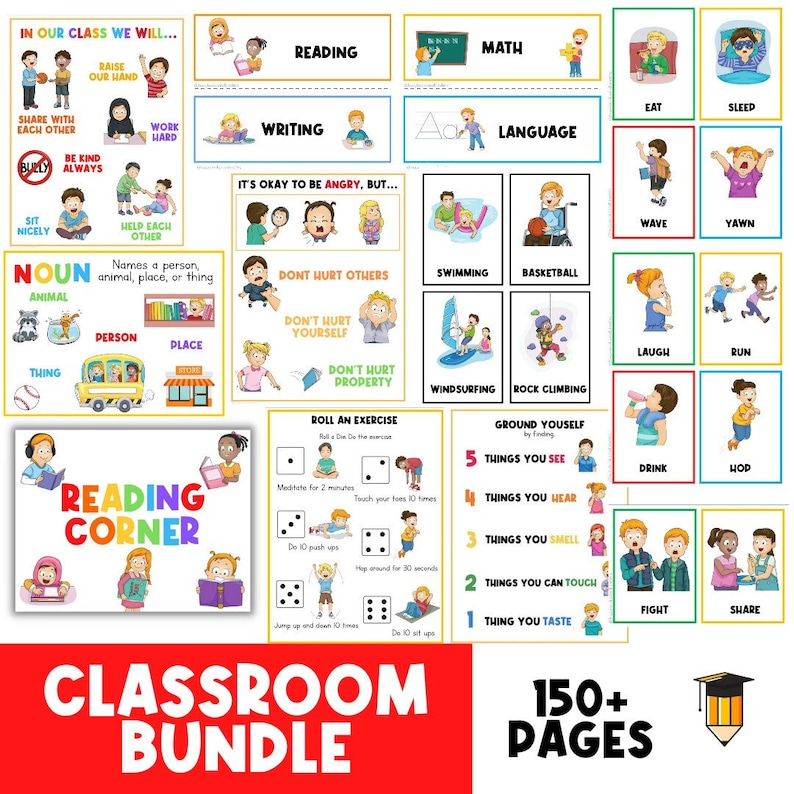 CLASSROOM BUNDLE Visual Aid Kindergarten Preschool Homeschool Posters ...