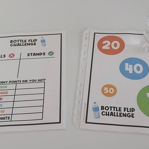 Water Bottle Flip Challenge | Paper Games | Printable Activities ...