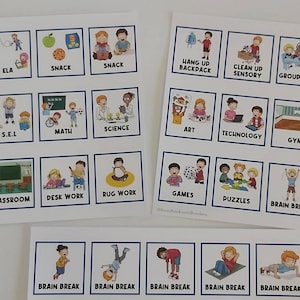 55 PICTURE CARDS | Class Schedule | First Then Board | Visual Aid ...