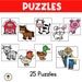 FARM ANIMALS Preschool Animal Puzzle Coloring Pages Matching Early ...