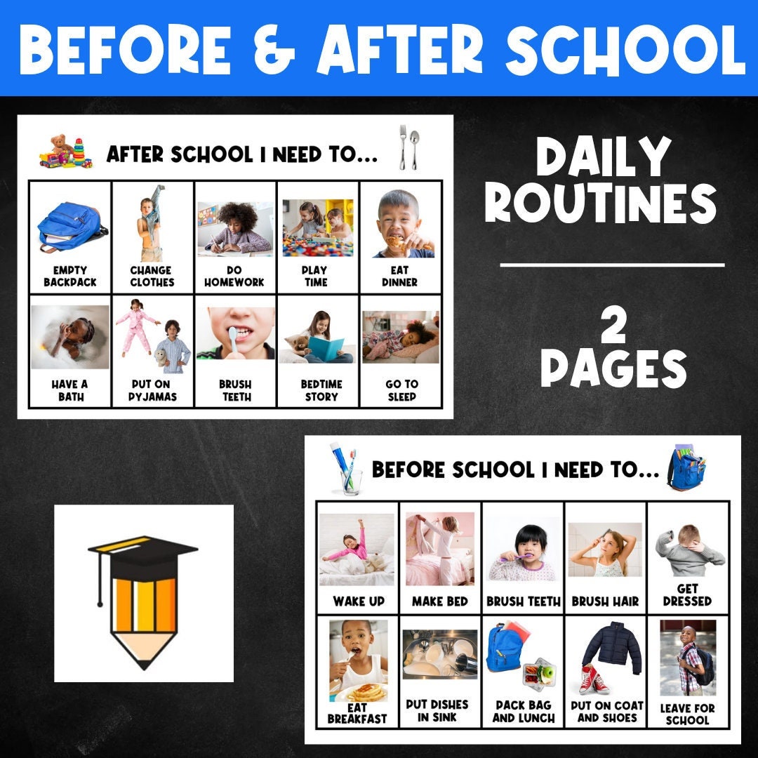REAL PICTURES: Before School | After School Routine Chart | Morning ...