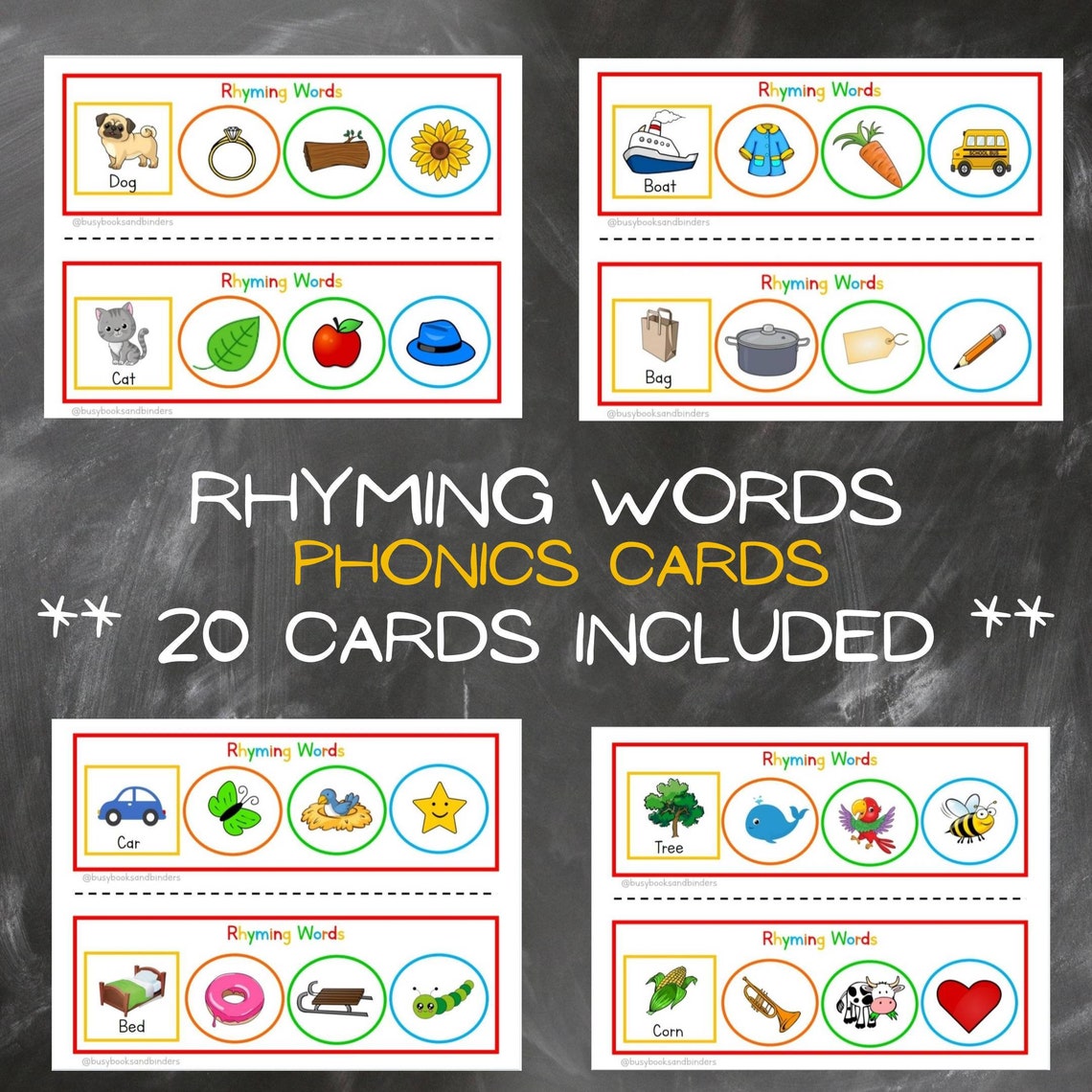 Rhyming Words Matching, Phonics, Preschool Activities, Busy Books, Home ...
