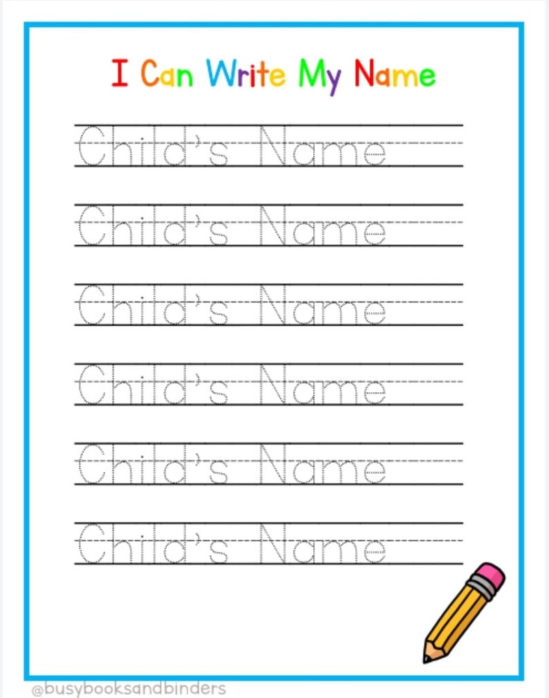 Custom Personalized Name Tracing Worksheet Printable Name - Etsy
