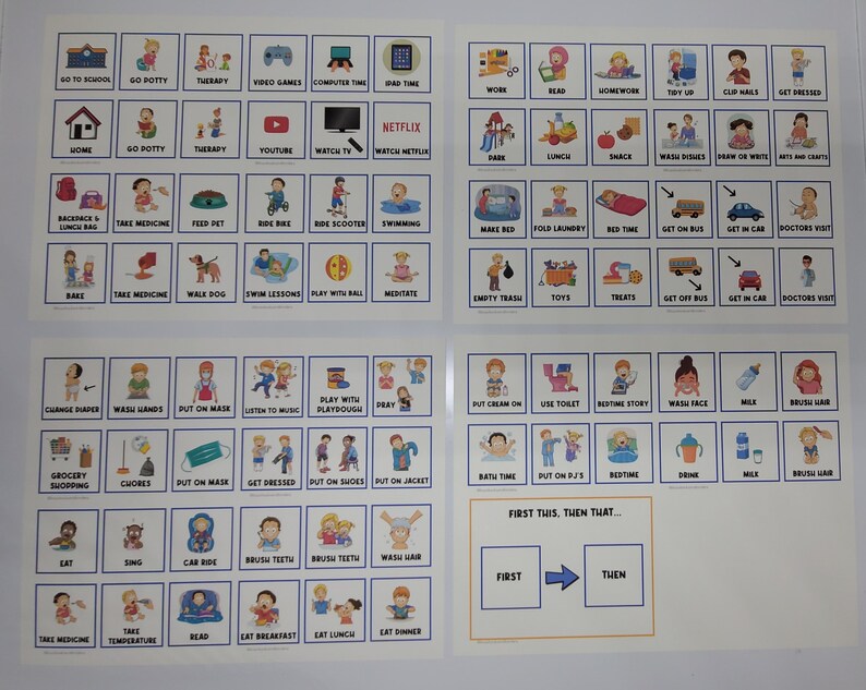PHYSICAL COPY: 1 Board + 225 Picture Cards | First Then Board | Visual ...