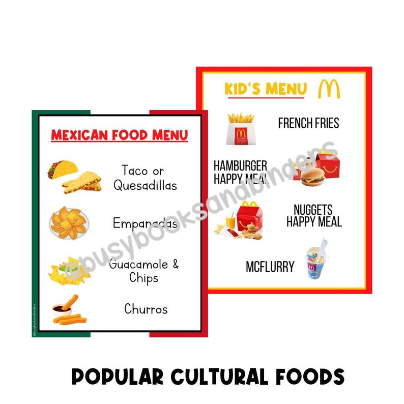 Printable Food Menus Dramatic Play Restaurant Menu - Etsy