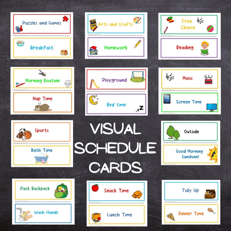 Visual Schedule, Toddler Kids Printable Schedule, Daily Routine Chart ...