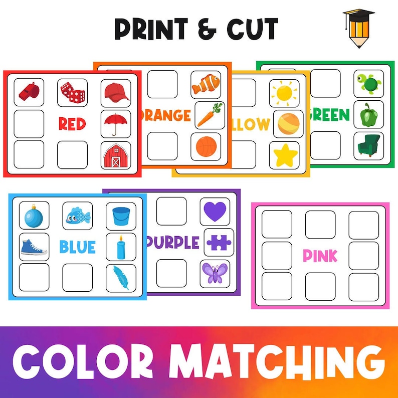 COLOR MATCHING MATS Sorting Activities File Folder Games - Etsy