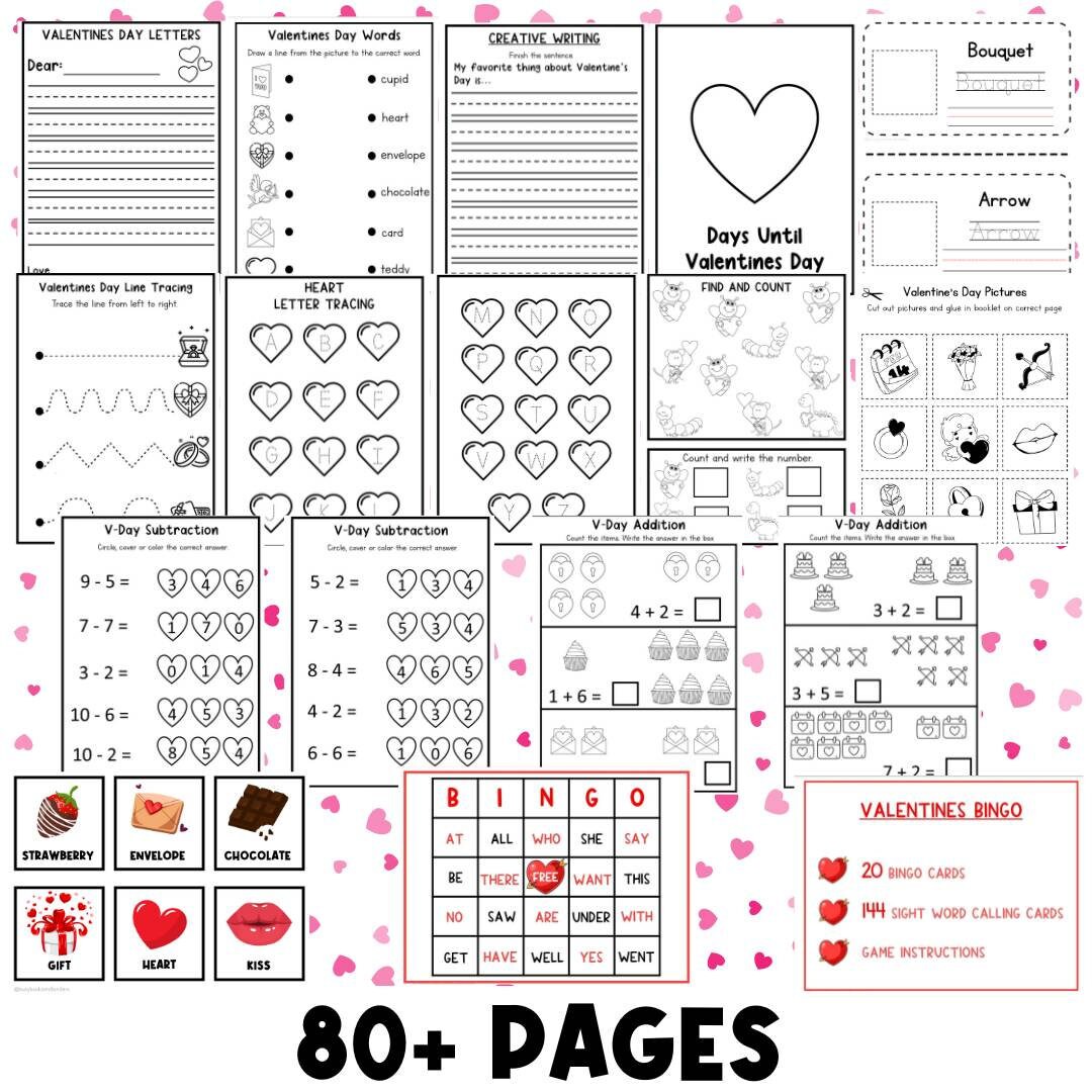 88 Valentine's Day Worksheet Bundle | Busy Book | Homeschool Printables ...