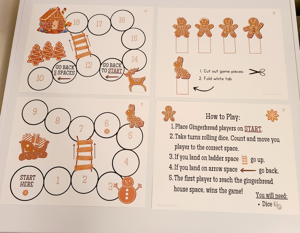 Gingerbread Board Game | Christmas Game | Printable Game | Christmas ...