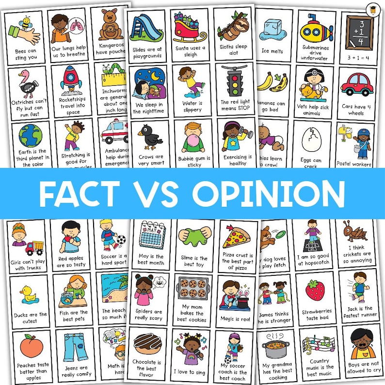 Facts Vs. Opinions | Sorting Task Cards | Literacy Skills | Language ...
