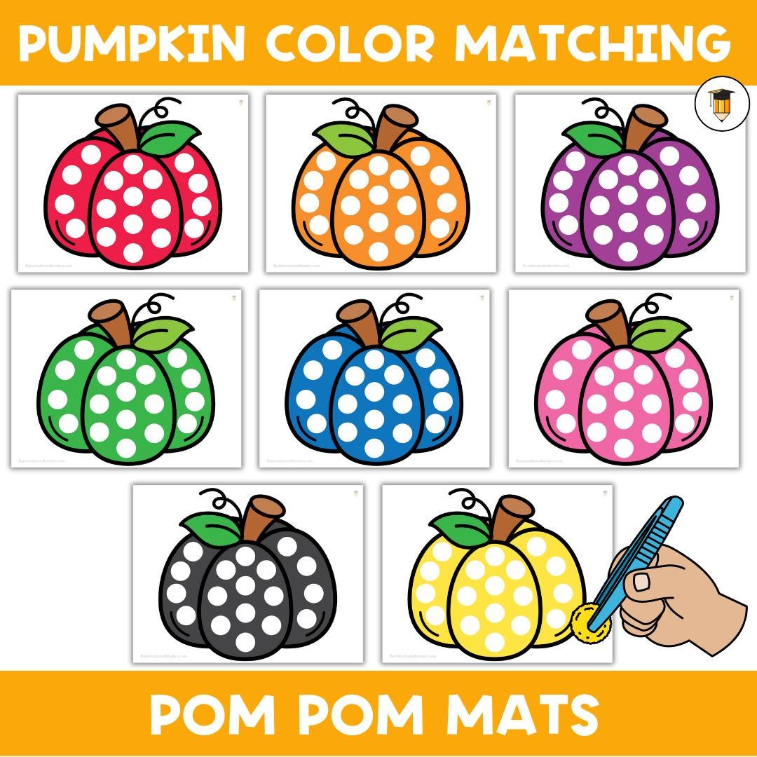 PUMPKIN POM POM | Color Matching | Busy Book | Colors | Autism ...